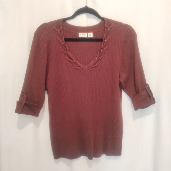 Cato | Sweaters | Cato Ribbed V Neck Dark Chocolate Brown Sweater 82w ...